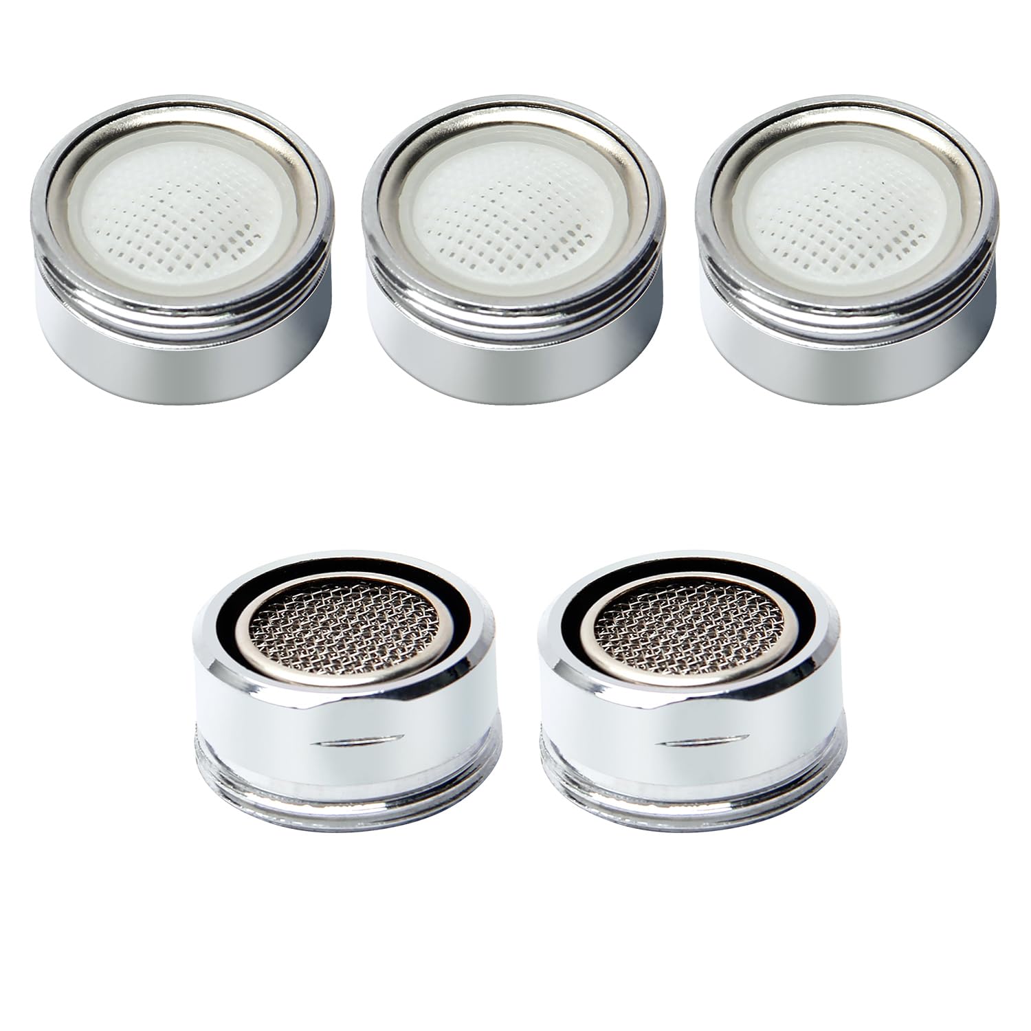 Juvielich 55/64 Inch Faucet Aerator 5 PCS, Kitchen Sink Aerator Flow Restrictor Replacement Parts, Sink Faucet Male Thread Faucet Filter with Shell and Gasket for Bathroom or Kitchen 22mm