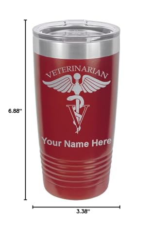 LaserGram 20oz Vacuum Insulated Tumbler Mug, Veterinarian, Personalized Engraving Included (Maroon)