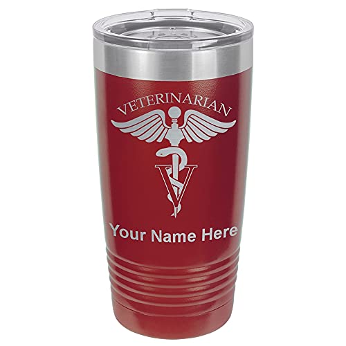 LaserGram 20oz Vacuum Insulated Tumbler Mug, Veterinarian, Personalized Engraving Included (Maroon)