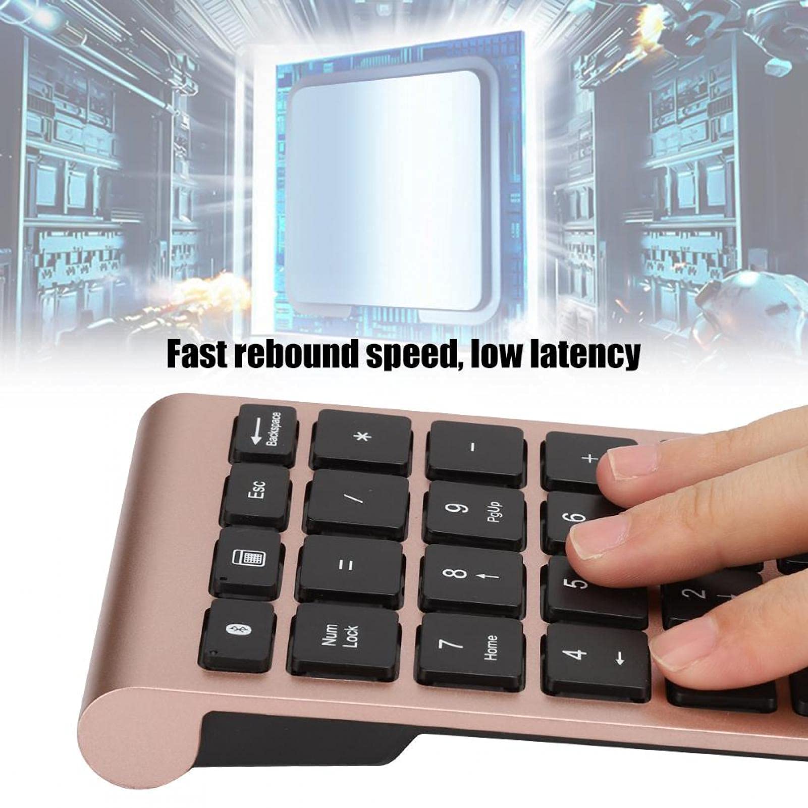 Jopwkuin Bluetooth Number Pad, 22 Keys Number Keypad with Shortcut Key, 10Keys Portable Financial Accounting Number Pad, Bluetooth 5.0 Numeric Keyboard for Laptop, PC, Desktop, Pad(Rose