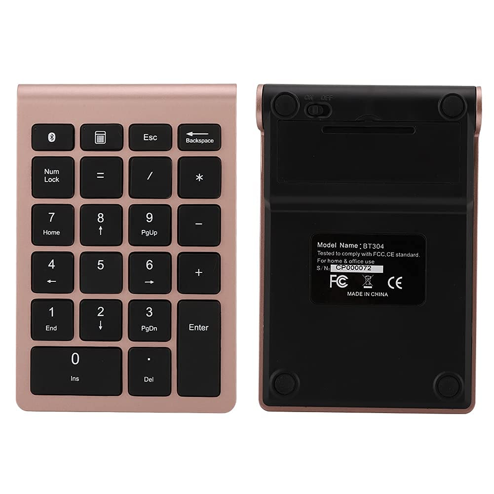 Jopwkuin Bluetooth Number Pad, 22 Keys Number Keypad with Shortcut Key, 10Keys Portable Financial Accounting Number Pad, Bluetooth 5.0 Numeric Keyboard for Laptop, PC, Desktop, Pad(Rose