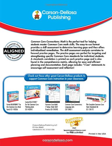 Carson-Dellosa Common Core Connections Math Workbook, Grade 4, Ages 9 -10, 96 Pages