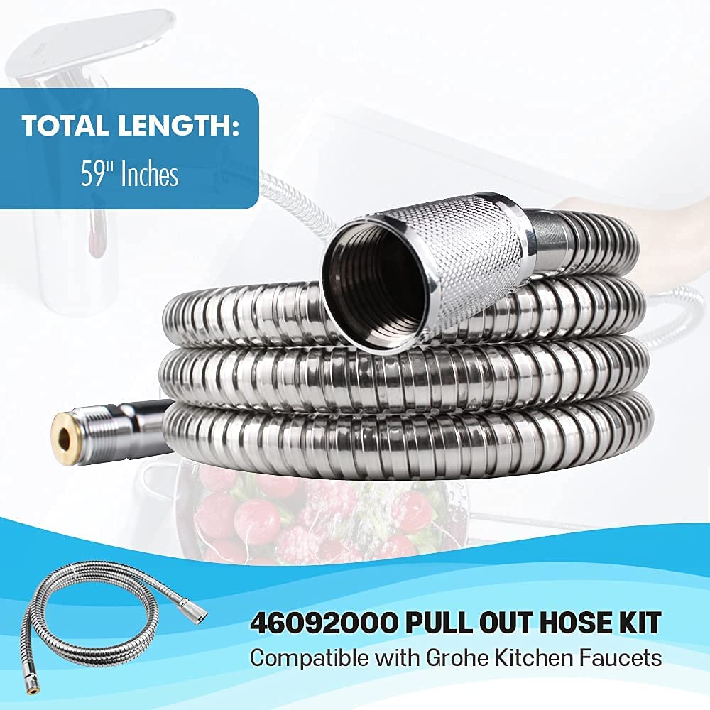 Pull Down Kitchen Faucet Hose Faucet Extender 46092000, Sink Hose Attachment for Faucet for Grohe Kitchen Faucets, Alira and Ladylux and Euro Plus, 59" Inches Chrome Finish