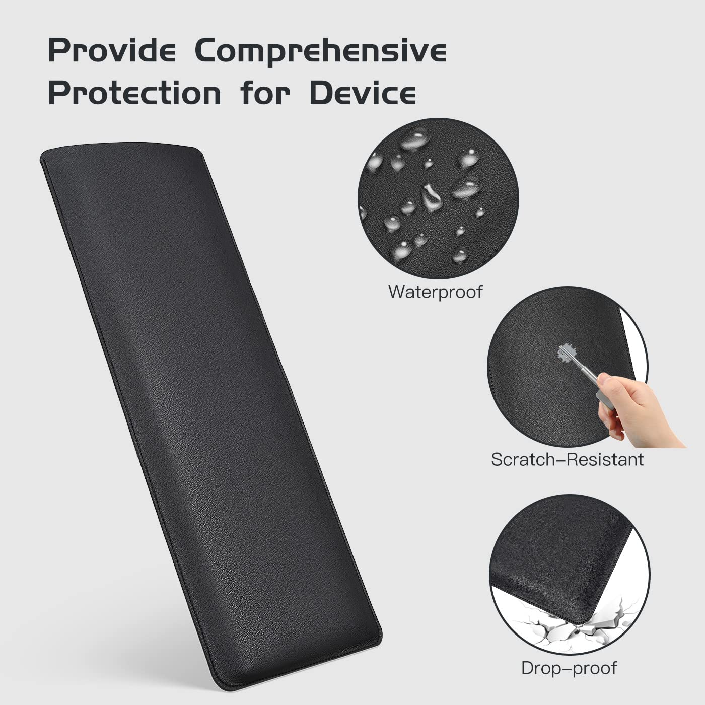 CaseBuy PU Leather Keyboard Sleeve Cover Case for 2024 Apple Magic Keyboard with USB-C & 24" iMac Magic M1 M3 M4 Chip A2520 A1843 & 2022 Mac Studio with Numeric Keypad Accessories Bag Pouch - Black