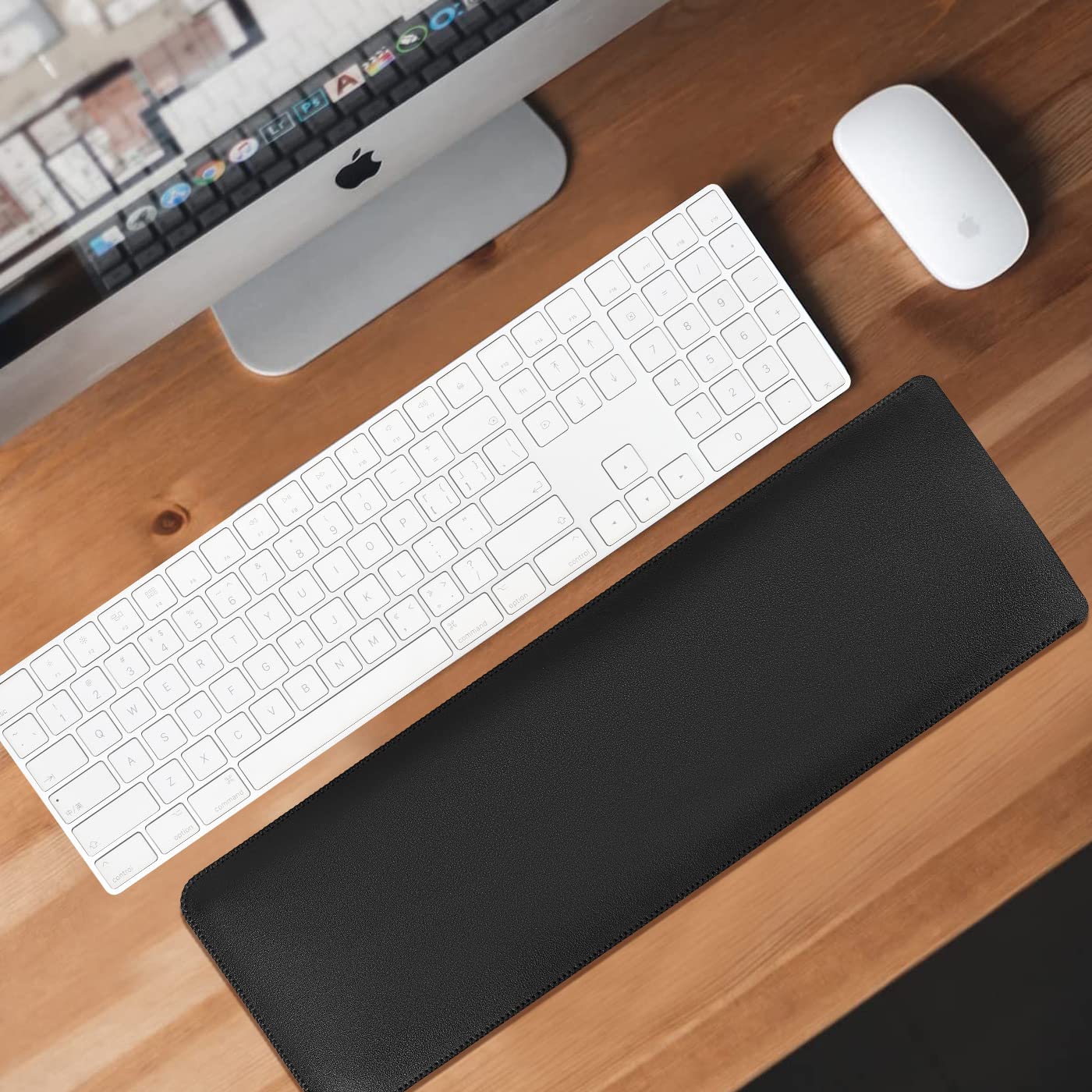 CaseBuy PU Leather Keyboard Sleeve Cover Case for 2024 Apple Magic Keyboard with USB-C & 24" iMac Magic M1 M3 M4 Chip A2520 A1843 & 2022 Mac Studio with Numeric Keypad Accessories Bag Pouch - Black