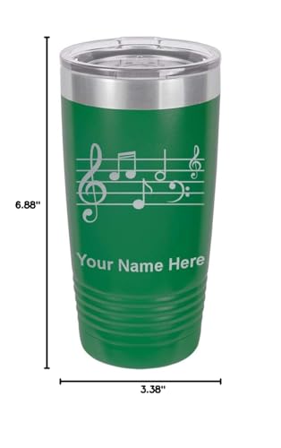 LaserGram 20oz Vacuum Insulated Tumbler Mug, Music Staff, Personalized Engraving Included (Green)