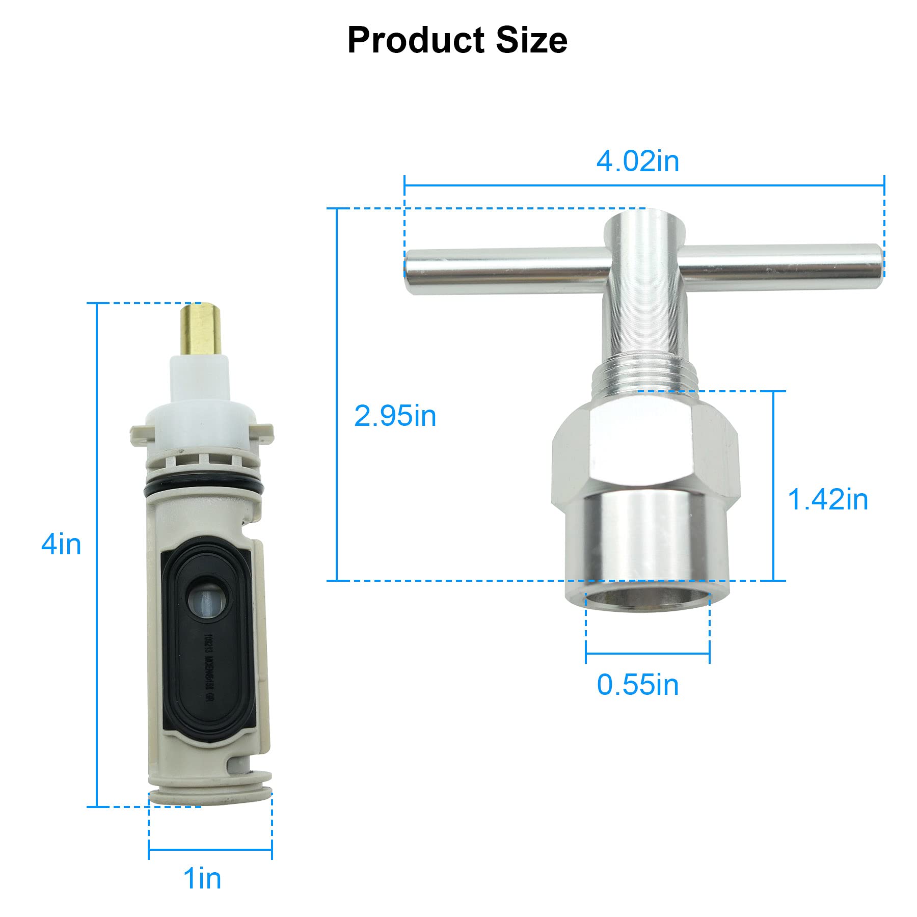 1222 Replacement Cartridge and Puller, Faucet Shower Valve Cartridge and Removal Tool Pack for One-handle Posi Temp Faucet Cartridge, Bathtub Cartridge Replacement Plastic and Brass Faucet Repair Tool