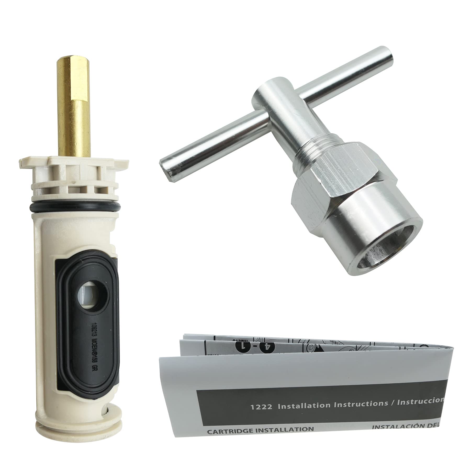 1222 Replacement Cartridge and Puller, Faucet Shower Valve Cartridge and Removal Tool Pack for One-handle Posi Temp Faucet Cartridge, Bathtub Cartridge Replacement Plastic and Brass Faucet Repair Tool
