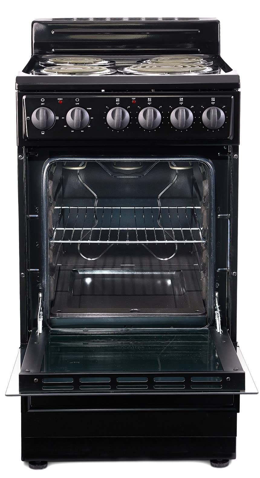 Premium Levella PRE2027GB 20 in Freestanding Electric Range with 4 Coil Burners and 2.2 Cu. Ft. Single Oven Capacity with Lower Storage Drawer in Black