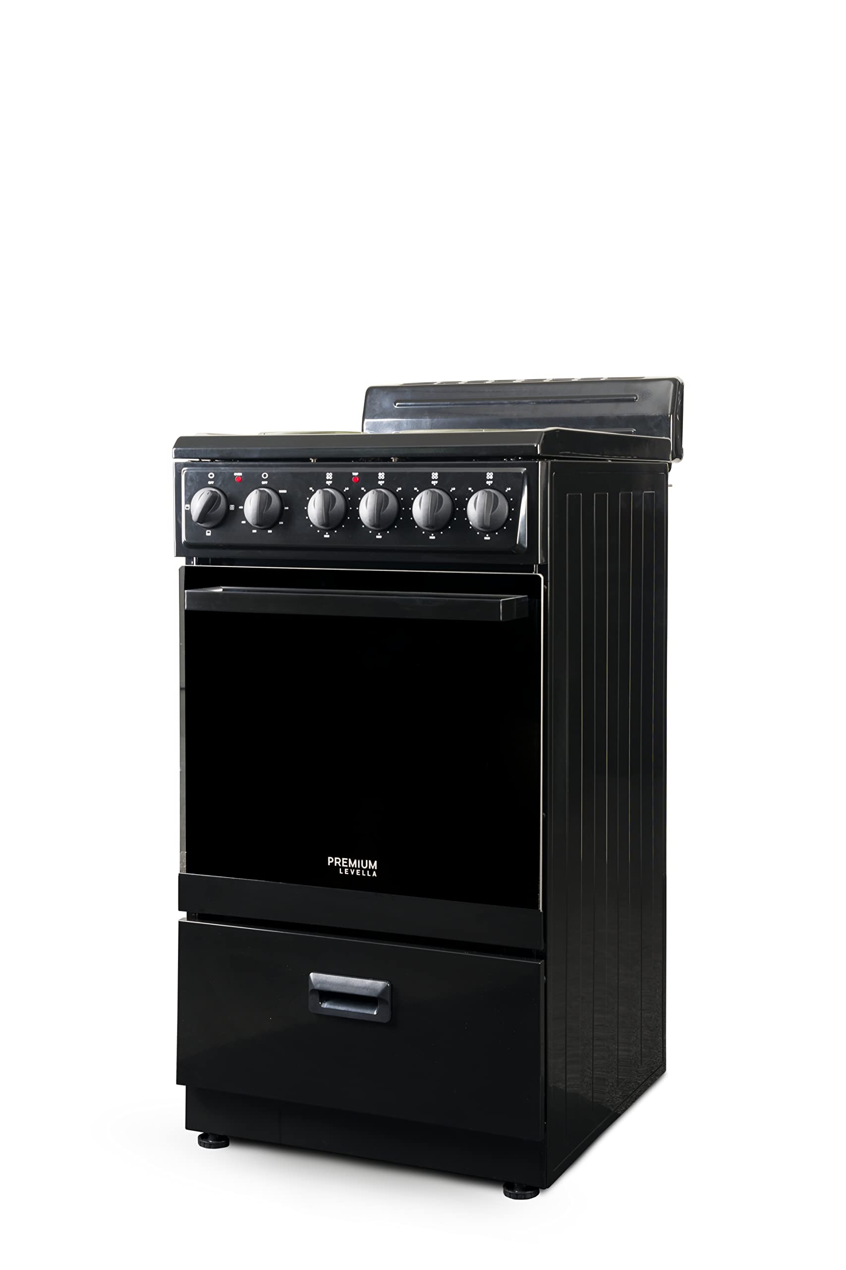 Premium Levella PRE2027GB 20 in Freestanding Electric Range with 4 Coil Burners and 2.2 Cu. Ft. Single Oven Capacity with Lower Storage Drawer in Black