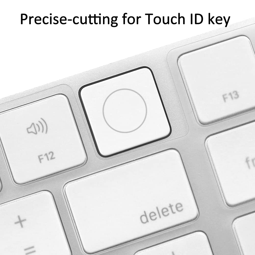 ProElife Keyboard Cover Skin for 2023-2021 Magic Keyboard with Touch ID and Numeric Keypad Model-A2520 U.S Enter Protector 0.12-mm TPU Protector (3 Keys ON The Left of The Space BAR) (Clear)