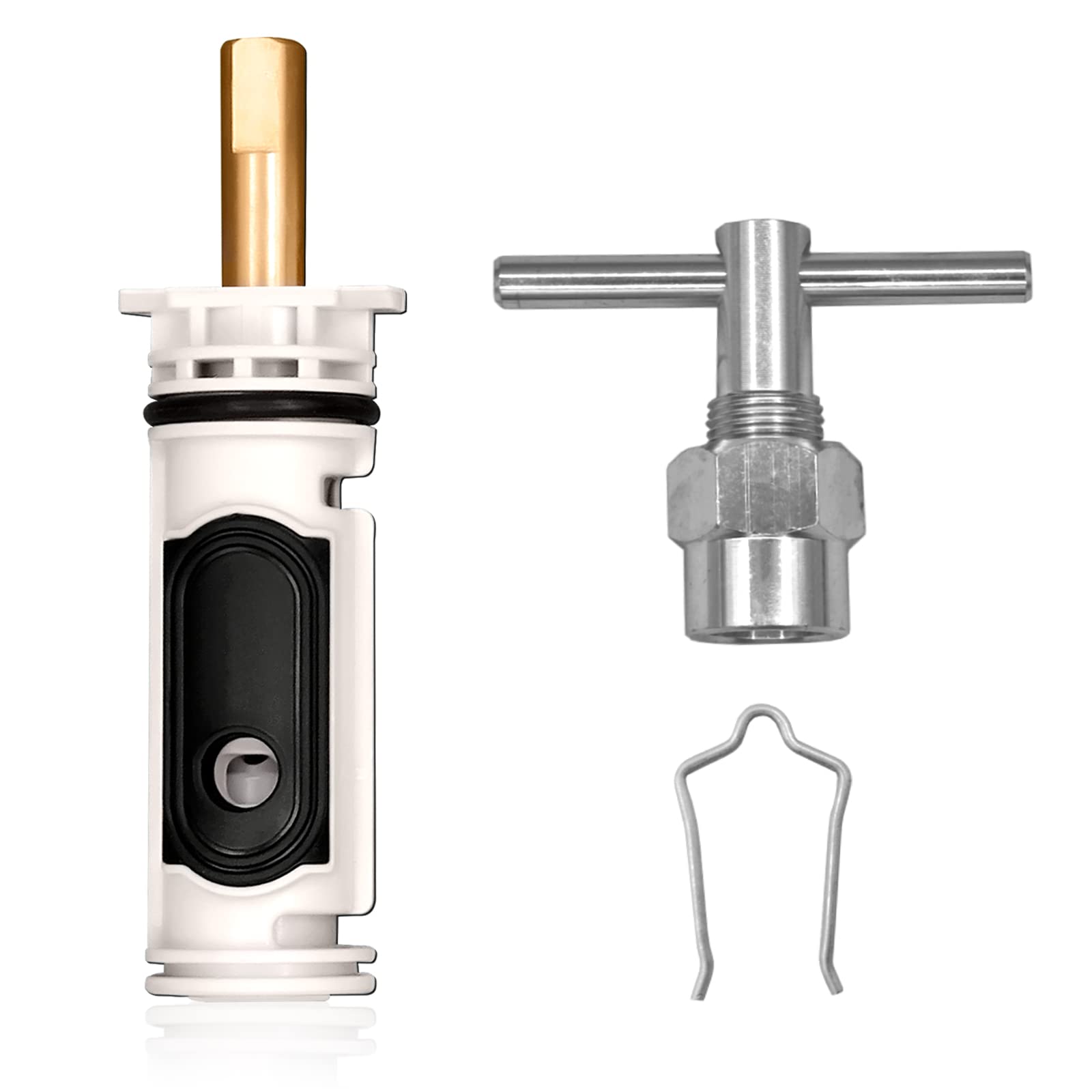 Shower Cartridge for 1222 & 1222B, with Puller and Retainer Clip, Bath Valve Replacement Tub Shower Parts Repair Kit, One Handle Bathtub Faucet Rebuild Kit with Removal Tool