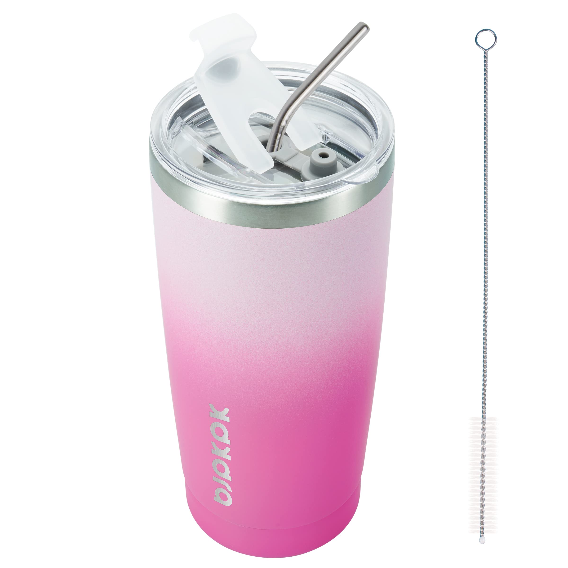 BJPKPK 20oz Stainless Steel Tumbler with Lid And Straw, Double Wall Vacuum Coffee Cup, Travel Mug for Ice Drink and Hot Beverage, Insulation Travel Tumblers Cups,Cherry Blossom