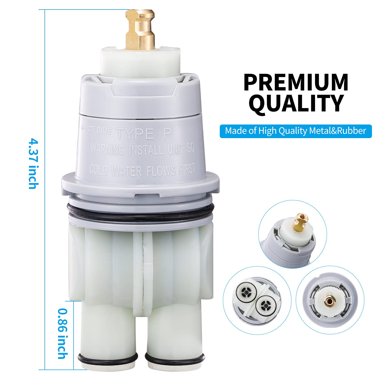 Catilon RP46074 Valve Cartridge Assembly Replacement for Delta 13/14 Series Single Handle Shower Faucet, Type P Shower Cartridge, Universal Valve Cartridge Assembly