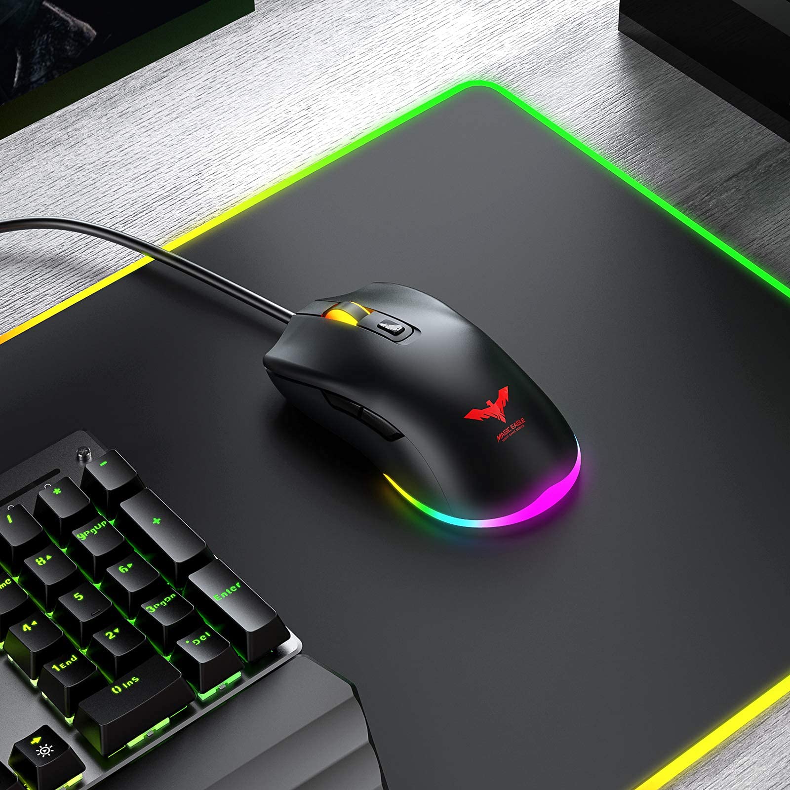 Havit RGB Gaming Mouse Wired PC Gaming Mice with 7 Color Backlight, 6 Buttons, Up to 6400 D P I Computer USB Mouses for Desktop Laptop Gamer & Work (Renewed)