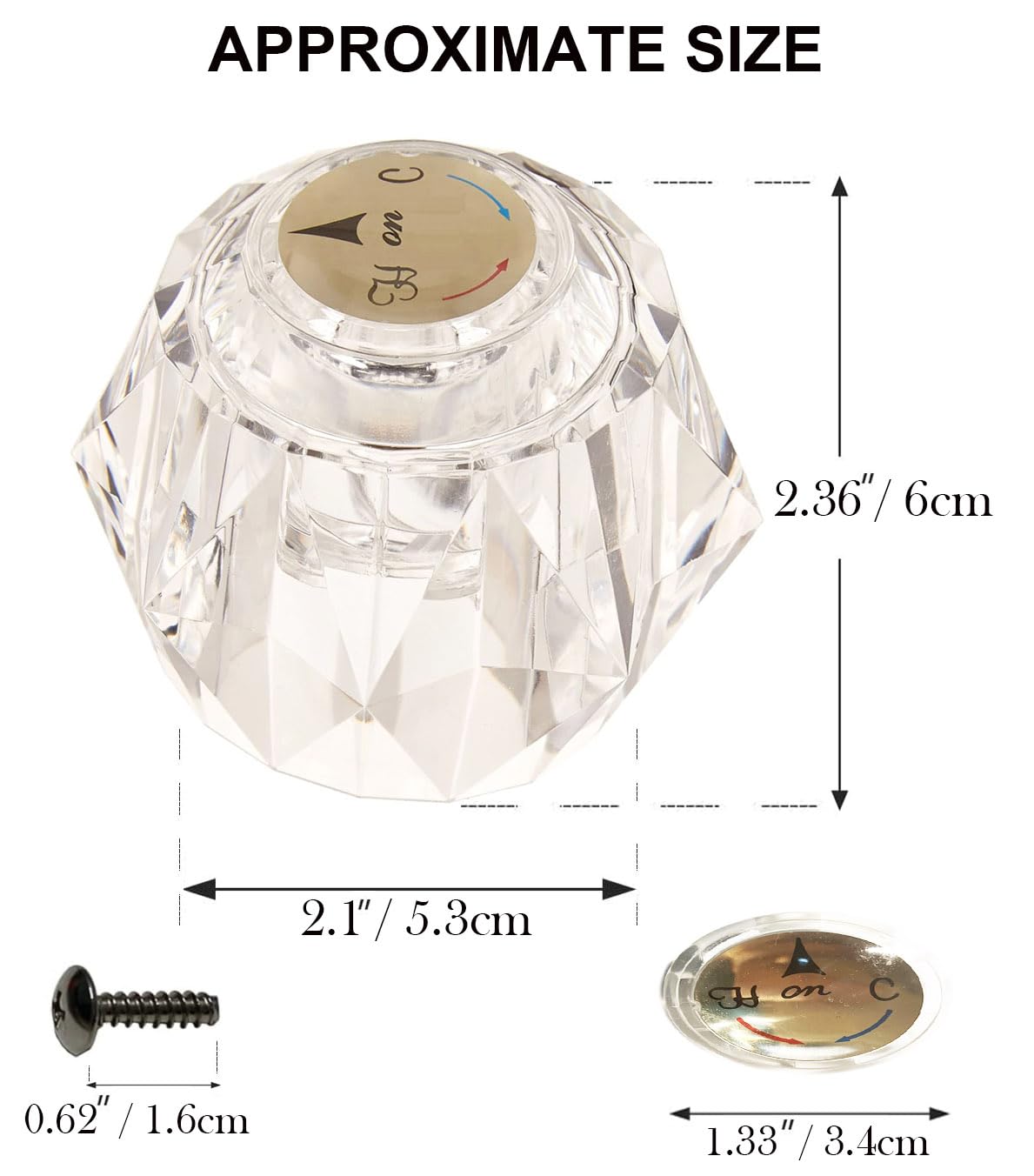Jadiver GM RP2391 Replacement Fits Faucet Single Clear Knob Handle Kit with Button and Set Screw
