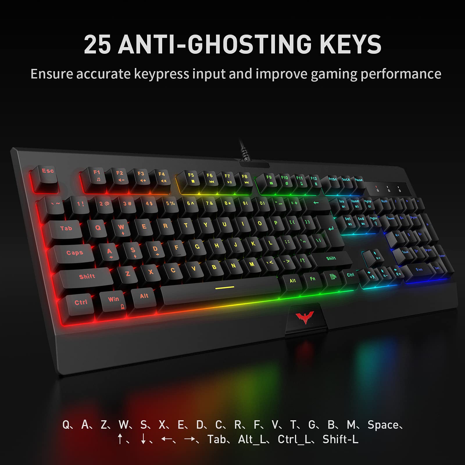 Havit RGB Wired Gaming Keyboard and Mouse Combo LED Backlit 104 Keys Ergonomic Gaming Keyboard with 4800 DPI & Programmable Gaming Mouse for Windows PC Computer Desktop Gamer