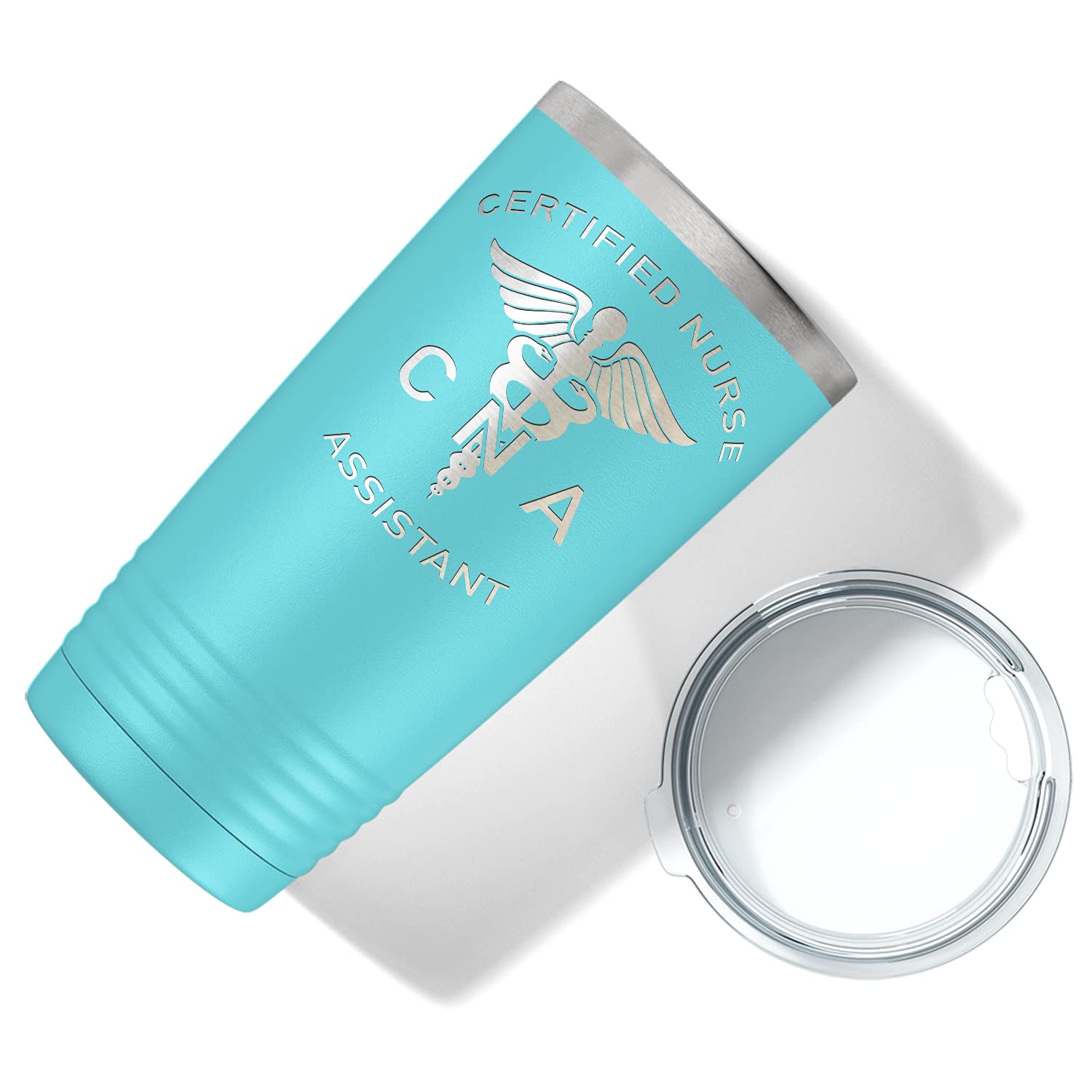 CNA Certified Nurse Assistant Gift on Lite Blue 20 oz Stainless Steel Tumbler with Lid - Insulated Cup - Travel Mug