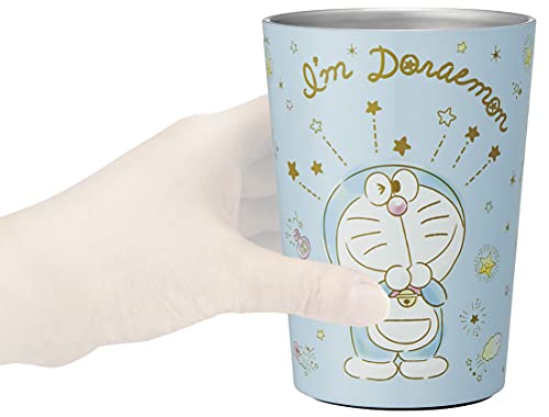 Skater Sanrio STCV2-A Stainless Steel Tumbler, Hot and Cold Retention, Convenience Store Coffee, 13.5 fl oz (400 ml), M, Doraemon, Glitter, Pastel