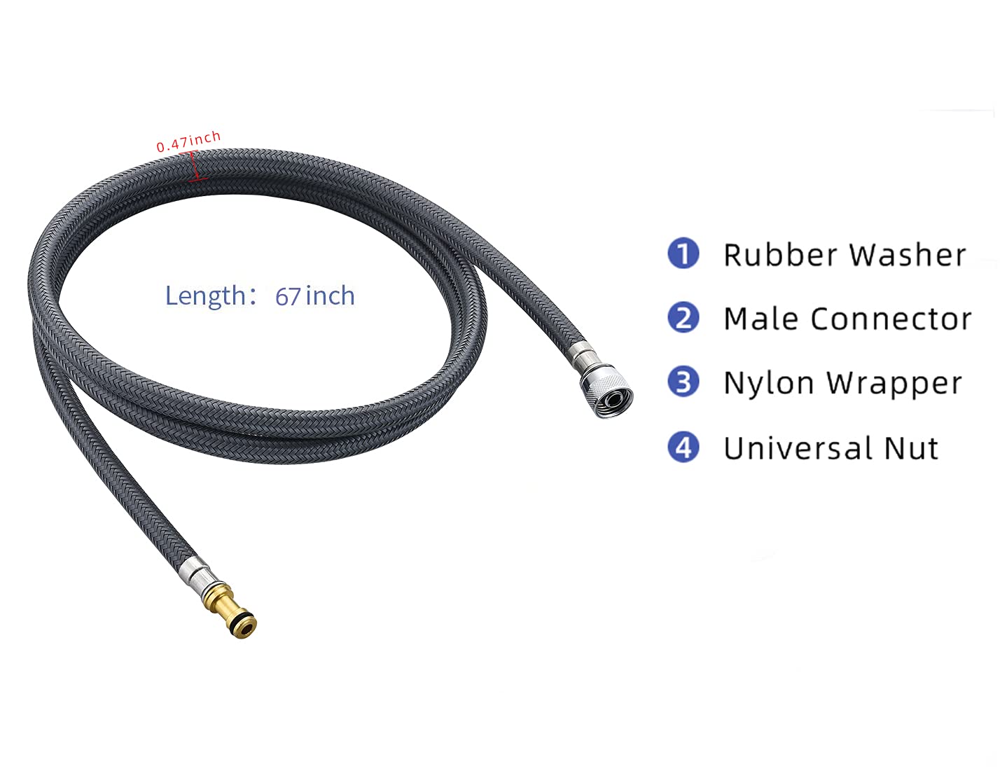 Pull-down Faucet Replacement Hose 131381,Replacement 67 inches Hose Kit for Moen Kitchen Faucet, Chrome