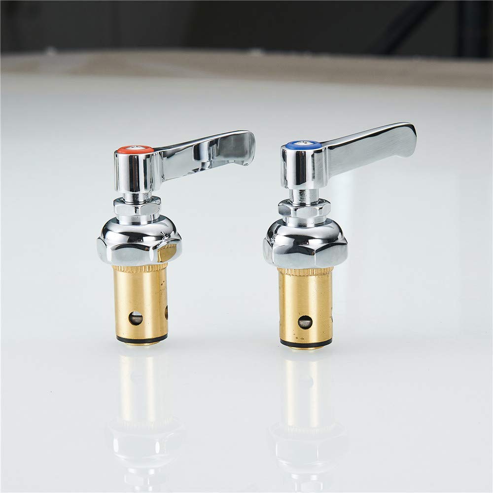 Weirun Brass Spindle Assembly Faucet Handle for Eterna Valve Replacement Commercial Pre Rinse Kitchen Sink Faucet Wall Mount Chrome fit for T&S Faucets