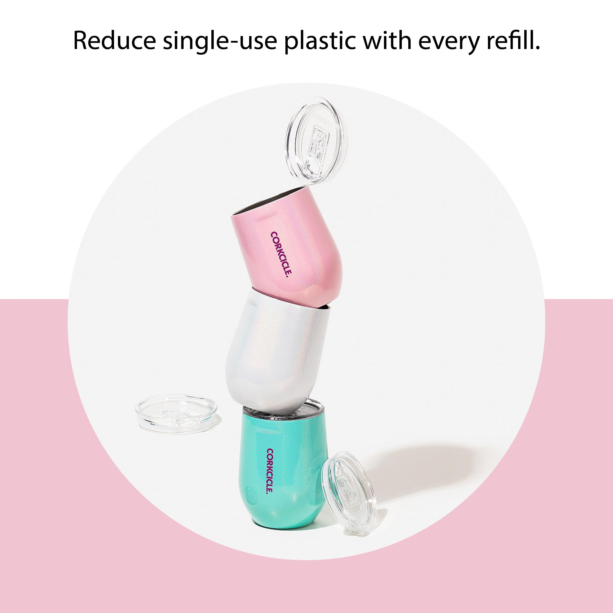 Corkcicle Stemless Insulated Wine Glass Tumbler, Cotton Candy, 12 oz – Stainless Steel Stemless Wine Glass Keeps Beverages Cold for 6 Hours, Hot for 3 Hours – Non-Slip, Easy-Grip Insulated Cup