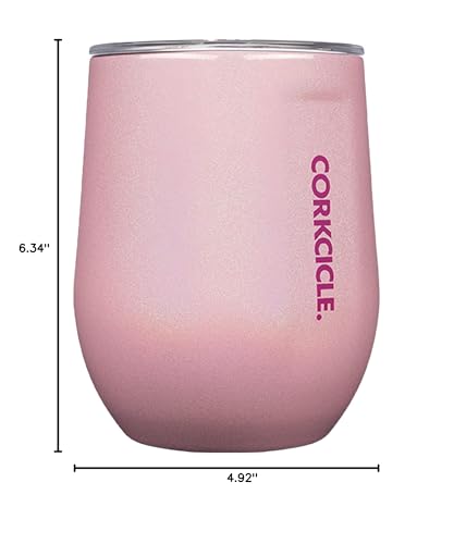 Corkcicle Stemless Insulated Wine Glass Tumbler, Cotton Candy, 12 oz – Stainless Steel Stemless Wine Glass Keeps Beverages Cold for 6 Hours, Hot for 3 Hours – Non-Slip, Easy-Grip Insulated Cup