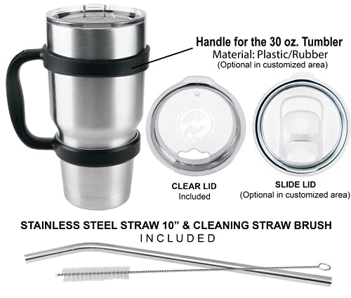 Polar Camel Customized Socce Tumbler 30 oz with Straw, Personalized Insulated Coffee Tumbler Engraved in USA - Soccer Coach Gift, Football Dad Gift (Black w/out ring)
