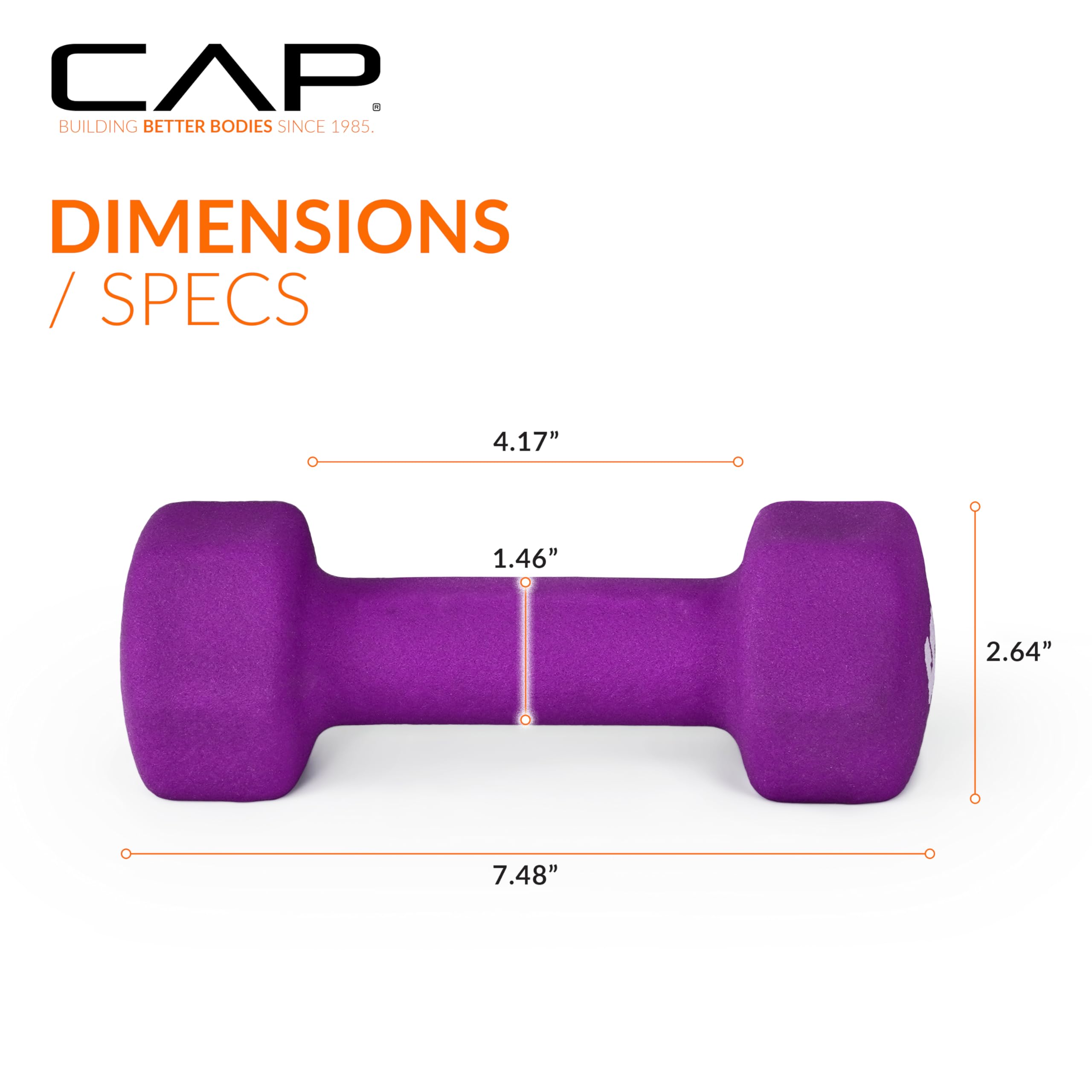 CAP Barbell Neoprene Dumbbell Weights, 5 lb Pair, Violet