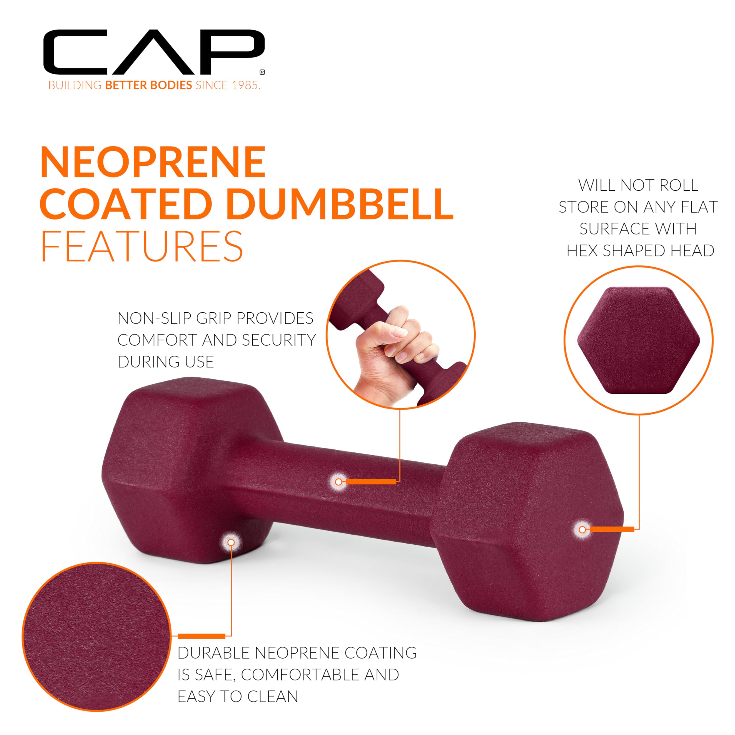 CAP Barbell Neoprene Dumbbell Weights, 5 lb Pair, Violet