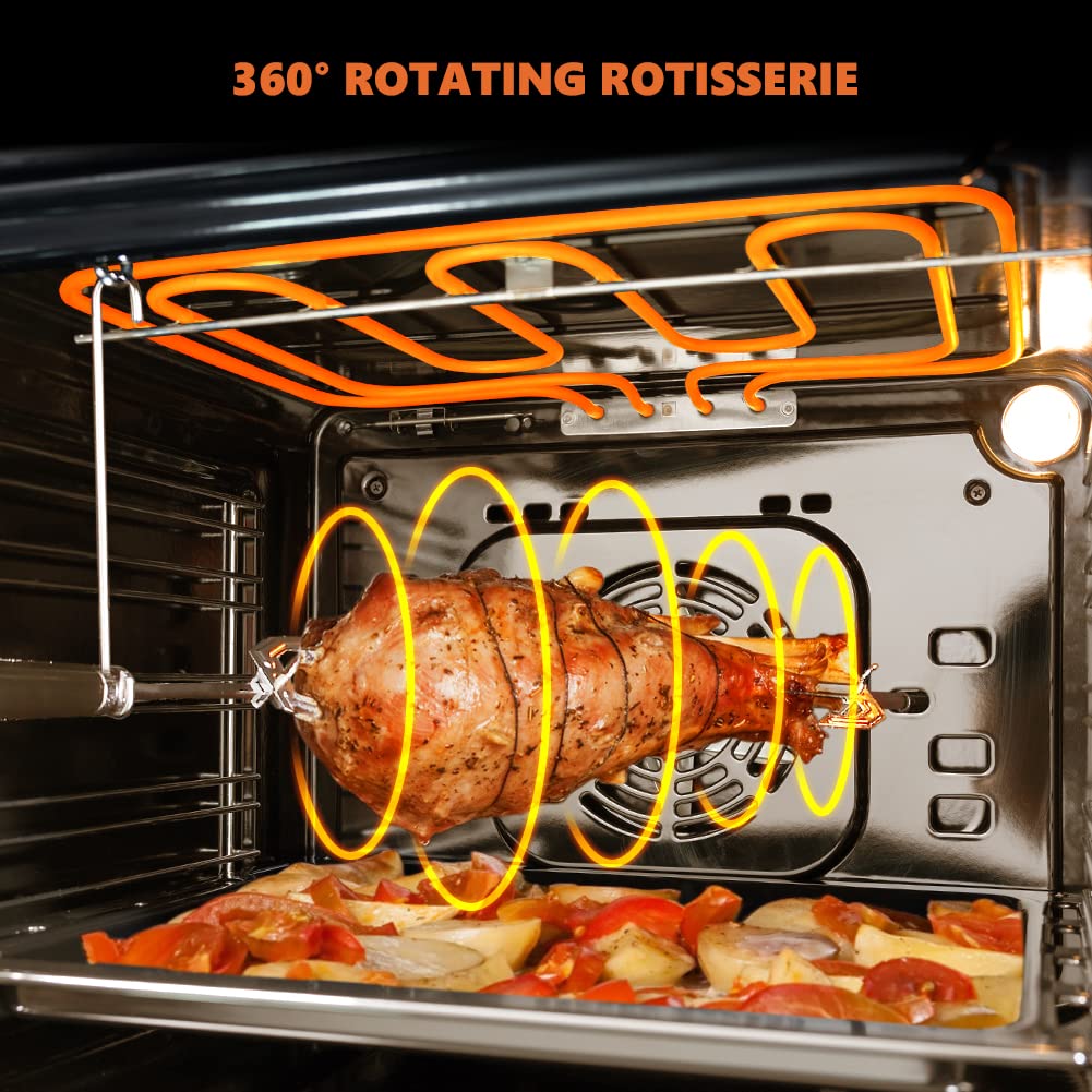 24 Inch Single Wall Oven, ETL Certified,ThermoMate 2.3Cu. Ft. Electric Built-in Oven with 9 Cooking Functions, 360° ROTATING ROTISSERIE, Sensor Touch Control, Stainless Steel