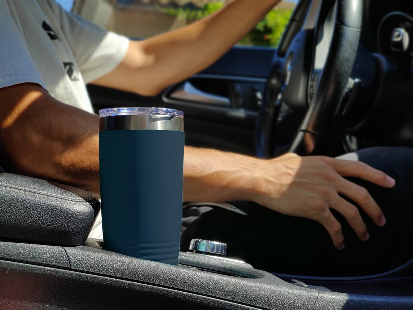 LaserGram 20oz Vacuum Insulated Tumbler Mug, Mermaid, Personalized Engraving Included (Navy Blue)
