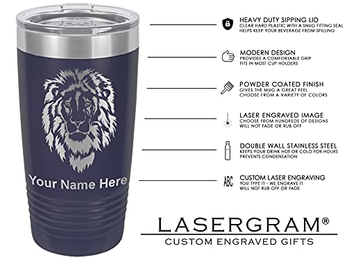 LaserGram 20oz Vacuum Insulated Tumbler Mug, Hockey Goalie, Personalized Engraving Included (Navy Blue)
