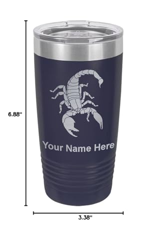 LaserGram 20oz Vacuum Insulated Tumbler Mug, Scorpion, Personalized Engraving Included (Navy Blue)