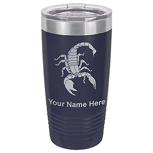 LaserGram 20oz Vacuum Insulated Tumbler Mug, Scorpion, Personalized Engraving Included (Navy Blue)