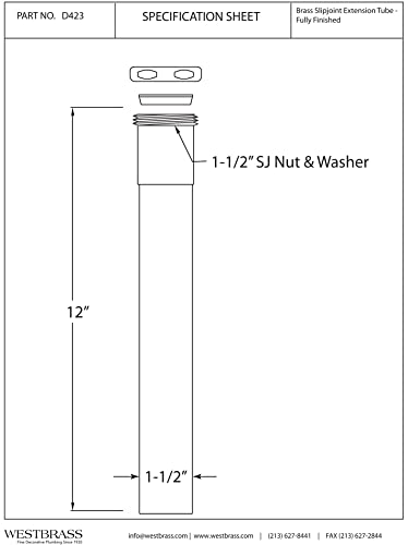 Westbrass D423-25-12 1-1/2" x 12" Slip Joint Extension Tube, Oil Rubbed Bronze (25-Pack)