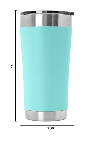 Tempercraft 20 oz Vacuum Insulated Tumbler w/Lid and Laser Engraved Customization Options - Stainless Steel, Double-Walled Travel Mug (Aqua - Blank)