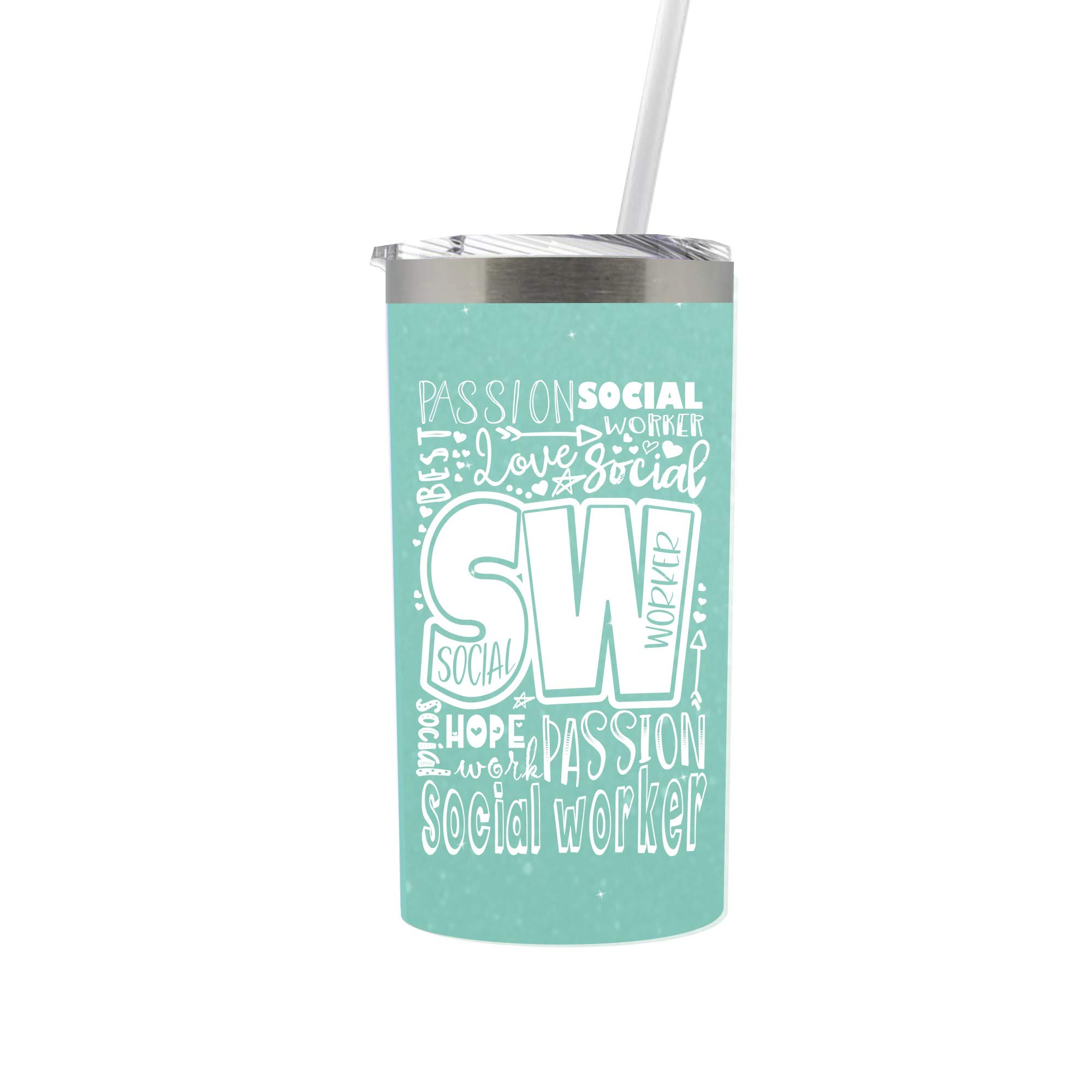 Zoey Christina Social Worker Gift for Women Appreciation Office Desk Coffee Mug Cup Travel Tumbler Mint 0347