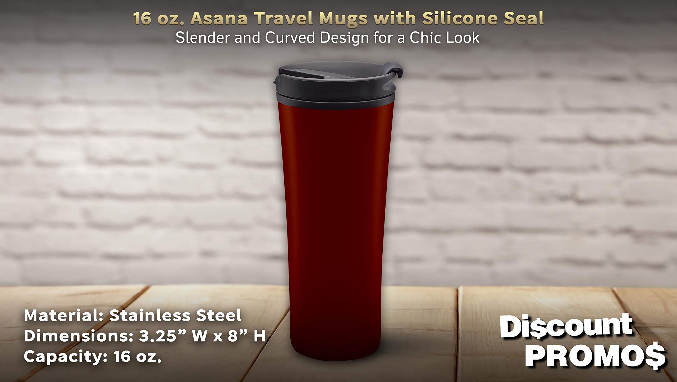 DISCOUNT PROMOS 16 oz. Asana Travel Mugs with Silicone Seal - 6 Pack - Red