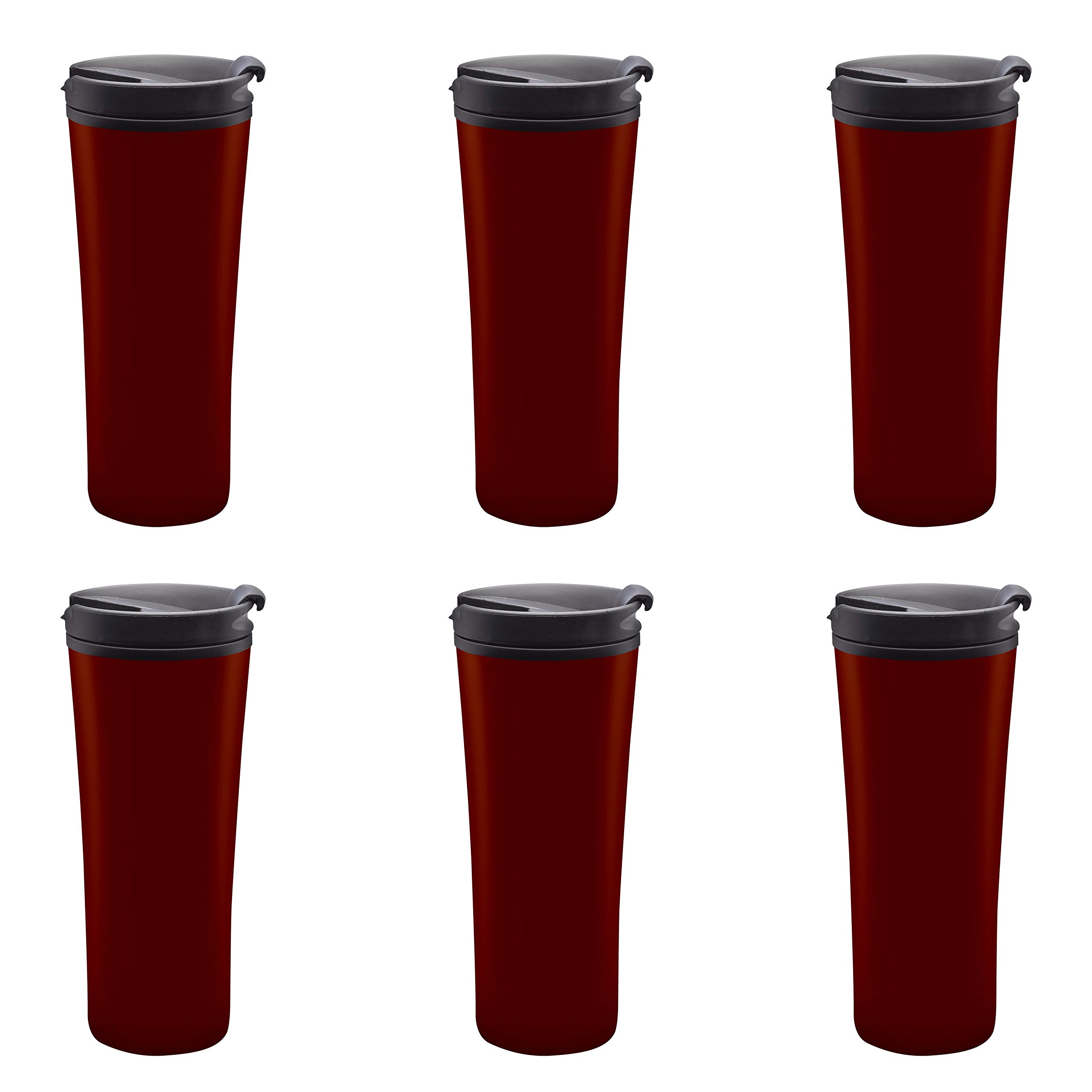 DISCOUNT PROMOS 16 oz. Asana Travel Mugs with Silicone Seal - 6 Pack - Red