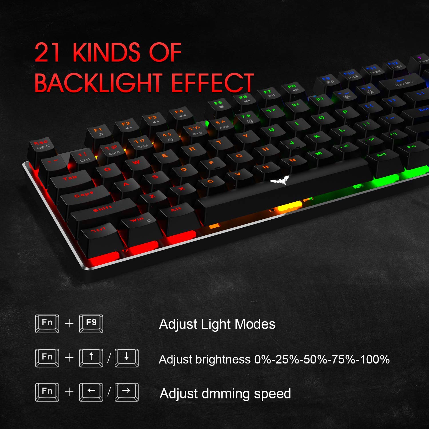 Havit Mechanical Keyboard and Mouse Combo Wired 89 Keys Backlit Gaming Keyboard Red Switch, 4800 D P I Mouse with 6 Button, Gaming Mouse Pad for PC Gamer Computer Laptop (Renewed)