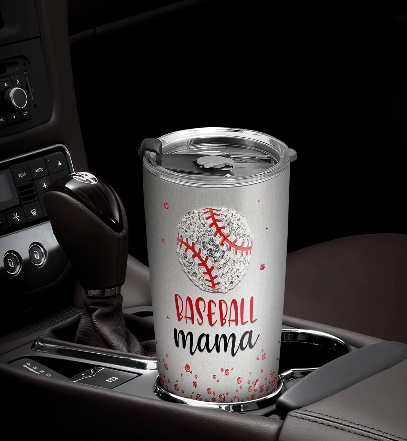 20oz Baseball Mama Tumbler, Basebal Mom Gifts for Mother, Grandma, Coffee Thermos for Women, Stainless Steel Double Wall Vacuum Insulated Coffee Mug, Travel Cup with Lid