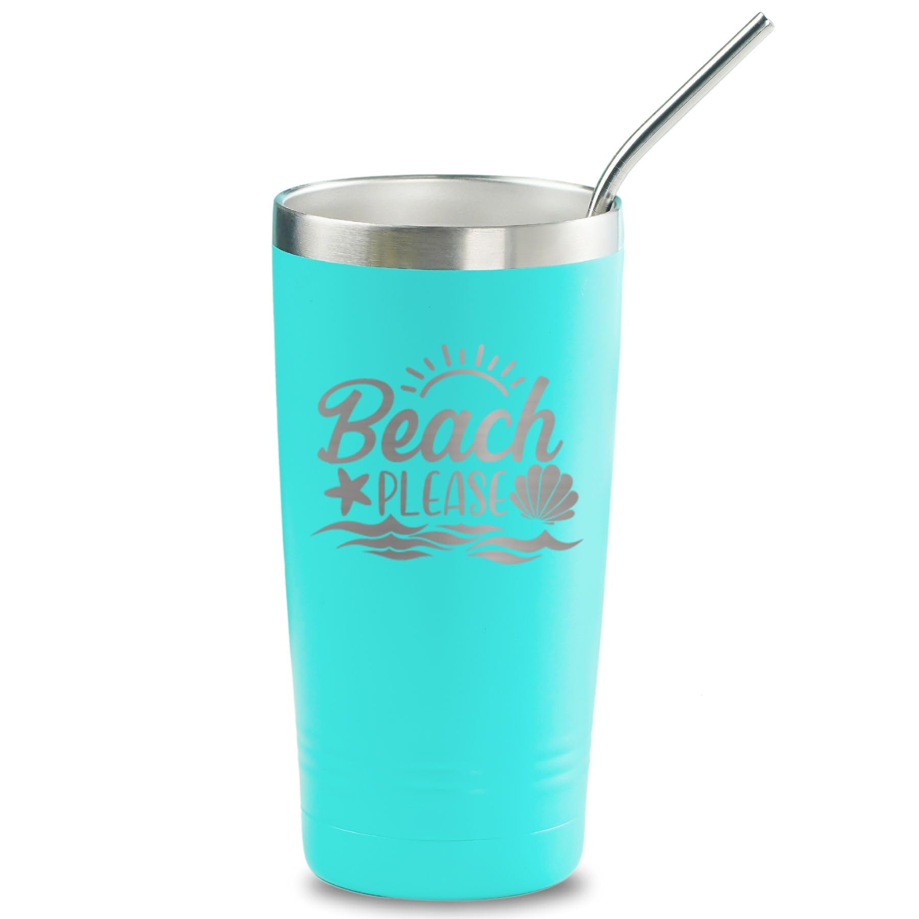 Onebttl Beach Gifts for Women or Men, 20oz Vacuum Insulated Stainless Steel Travel Tumbler with Lid, Beach Themed Gifts, Gifts for Beach Lovers, Blue (Beach Please)