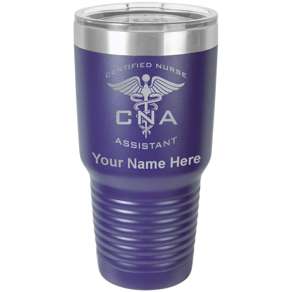 LaserGram 30oz Vacuum Insulated Tumbler Mug, CNA Certified Nurse Assistant, Personalized Engraving Included (Dark Purple)