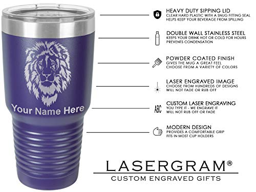 LaserGram 30oz Vacuum Insulated Tumbler Mug, Alien Head, Personalized Engraving Included (Dark Purple)