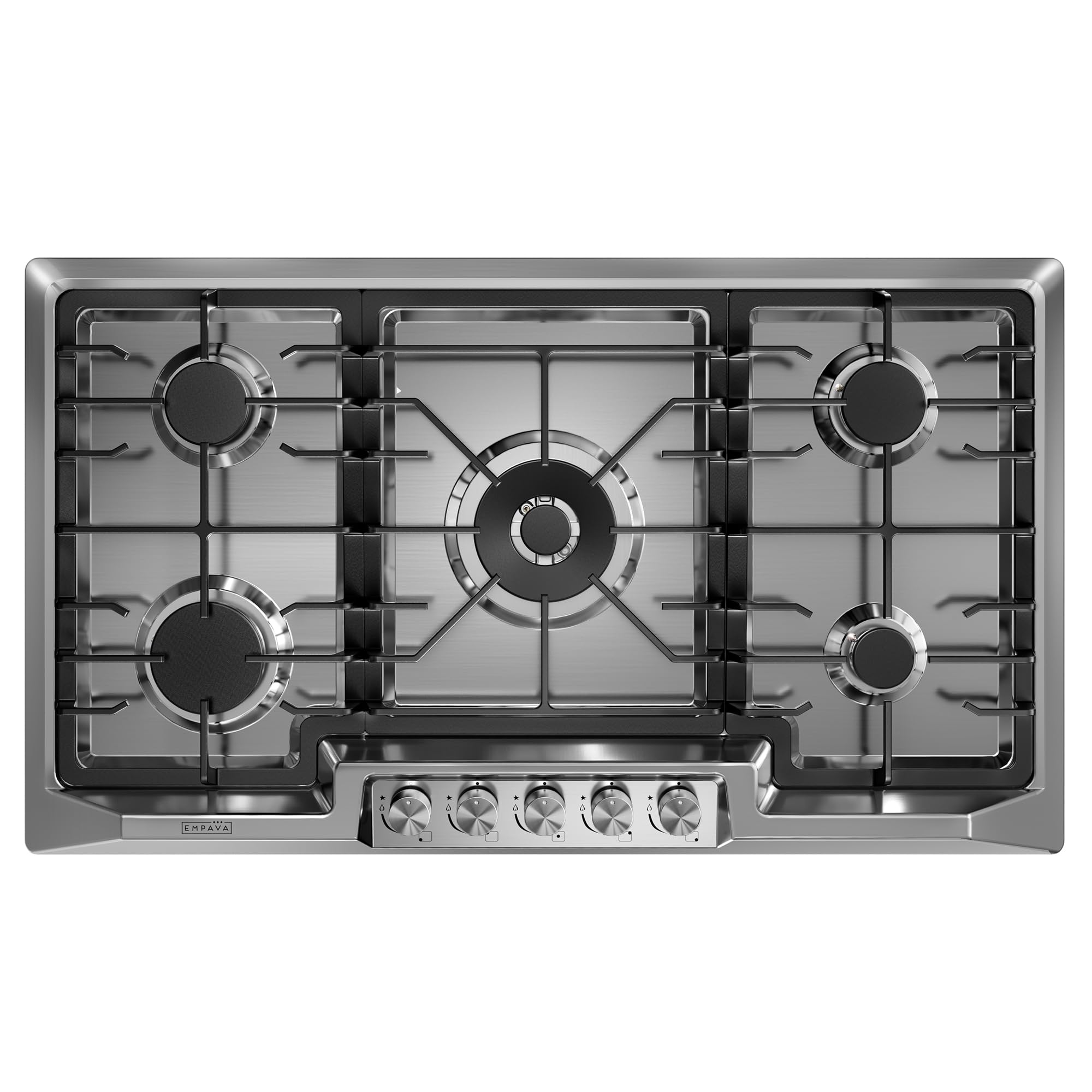 Empava 36" Recessed Gas Stove Cooktop with 5 Italy SABAF Sealed Burner NG/LPG Convertible in Stainless Steel