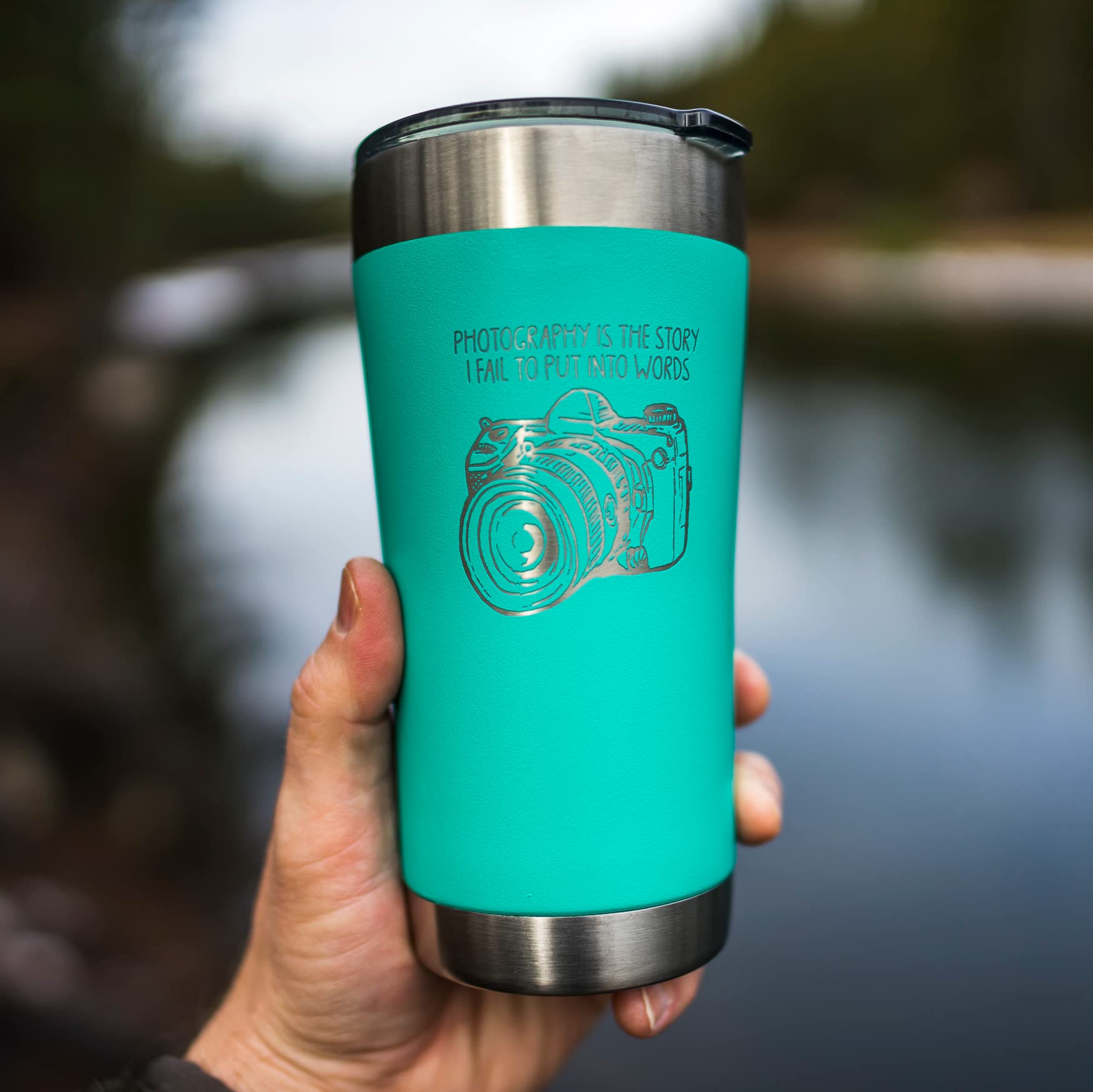Tempercraft 20 oz Vacuum Insulated Tumbler w/Lid and Laser Engraved Customization Options - Stainless Steel, Double-Walled Travel Mug (Aqua - Custom)