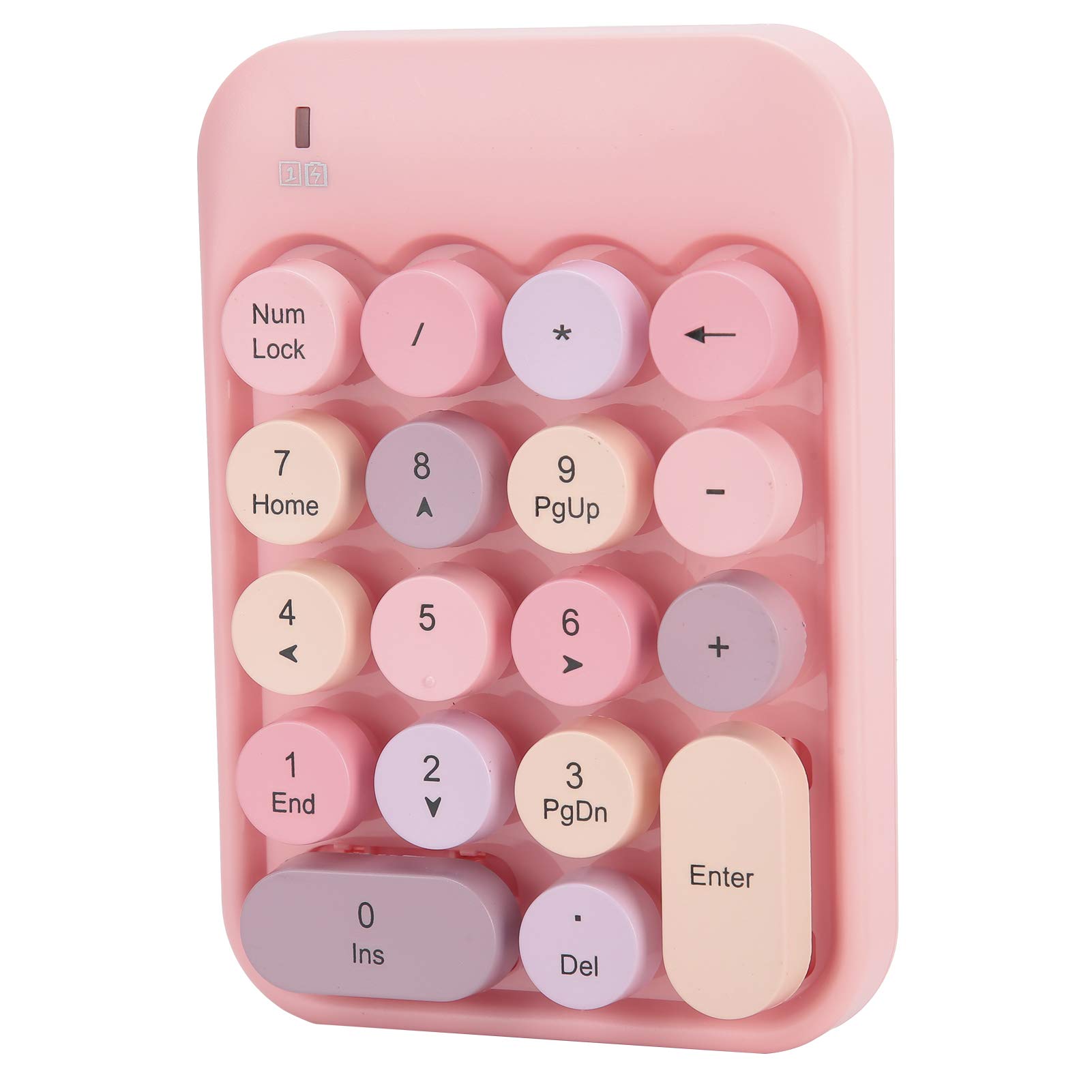 S erounder Wireless Numeric Keypad, Mini Digital Numpad 18 Keys Ergonomic Number Pad Keyboard with 2.4G USB Receiver & Cholate Keycap for LaptopPCDesktop(Pink)