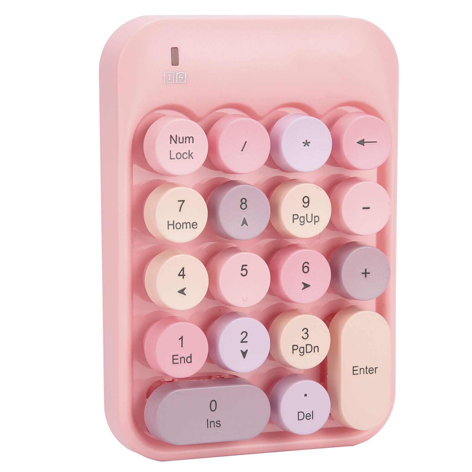 S erounder Wireless Numeric Keypad, Mini Digital Numpad 18 Keys Ergonomic Number Pad Keyboard with 2.4G USB Receiver & Cholate Keycap for LaptopPCDesktop(Pink)