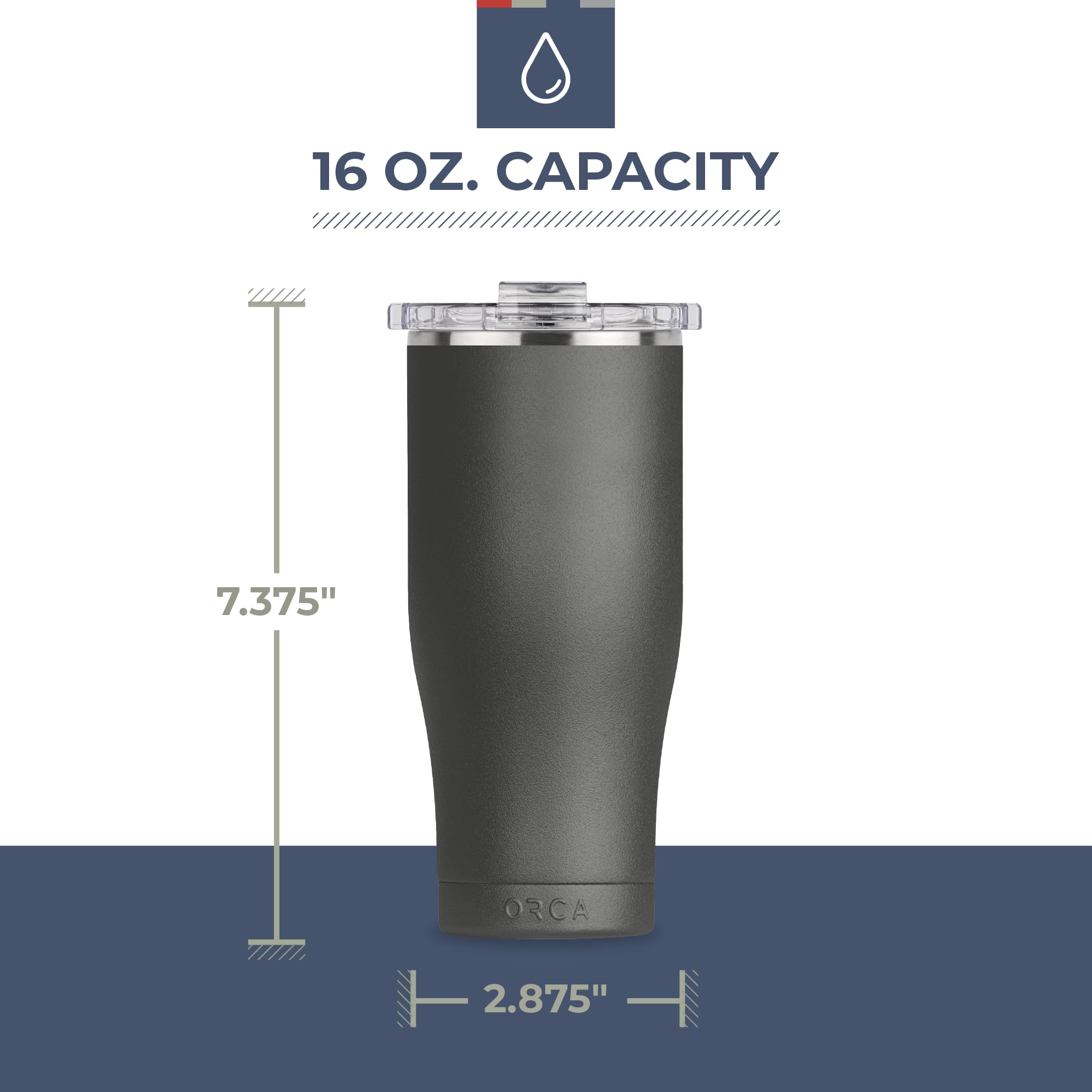 ORCA Chaser 16oz | Insulated, Stainless Steel Cup with a Spill Proof Whale Tale Lid, Dishwasher Safe Tumbler for Hot & Cold Drinks β Pearl